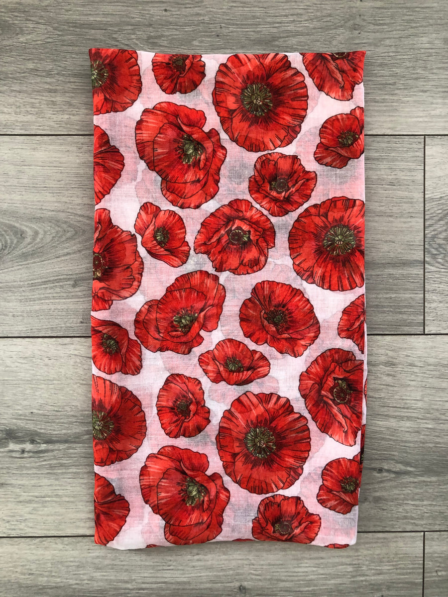 White Poppy Floral Remembrance Day Shawl Scarf – Get4less.co.uk